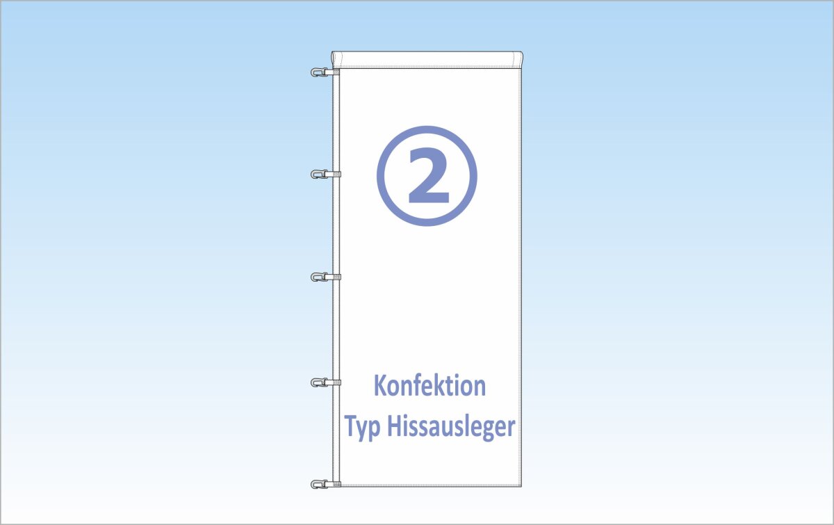 Werbeflagge Ausleger 150 x 400 cm Euroflag 115 g/m² - Hohlsaum 30 mm ...
