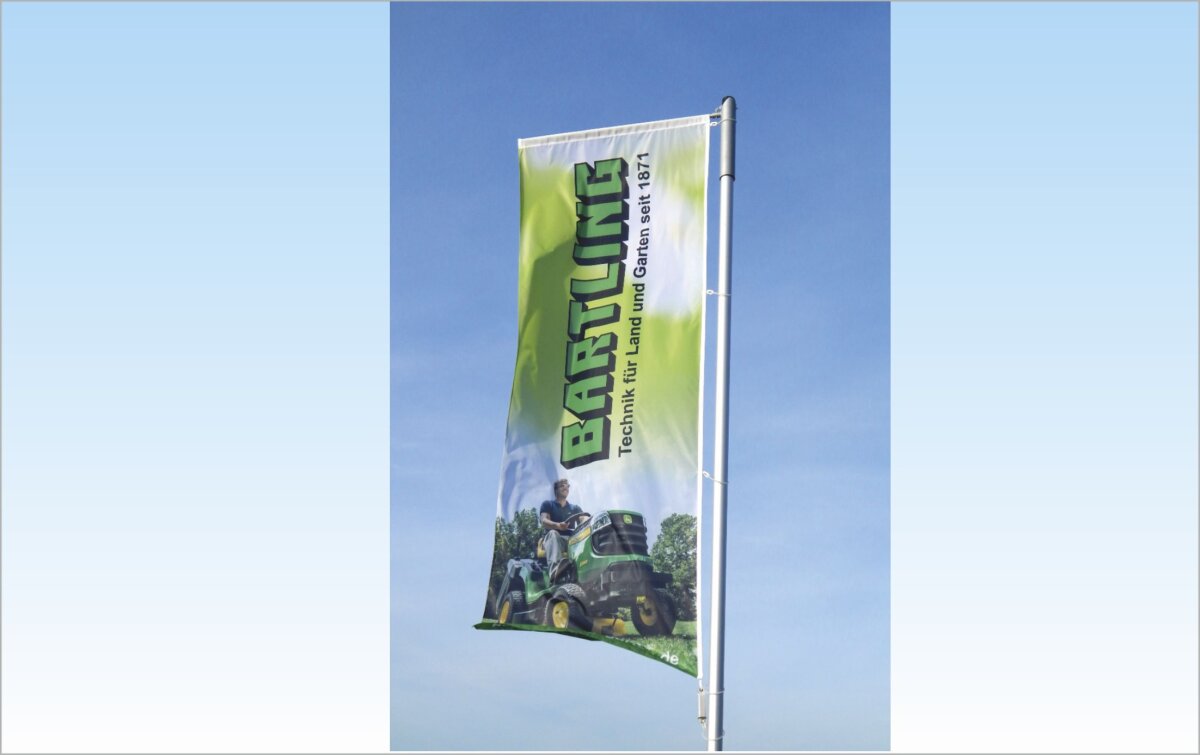 Werbeflagge Ausleger 150 x 400 cm Euroflag 115 g/m² - Hohlsaum 30 mm ...